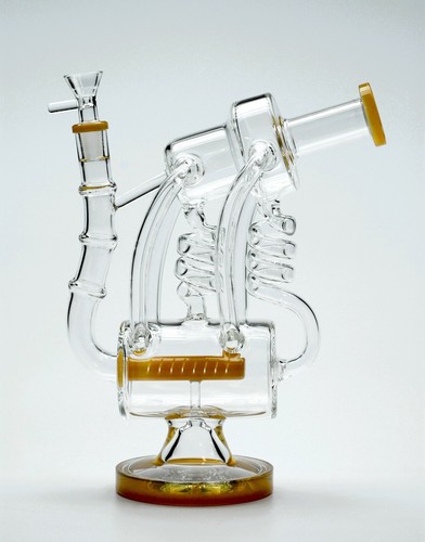 10" Milky Amber Vortex Cyclone Recycler Smoking Water Pipe Hookah ...
