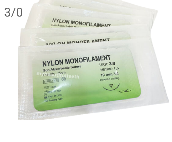 50pcs Dental Sutures Reverse Suture Metric 1.5 Nylon Monofilament 3-0 4 ...