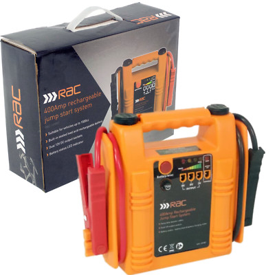 RAC 400 Amp Rechargeable Jump Starter System Dual 12V DC Output Sockets ...