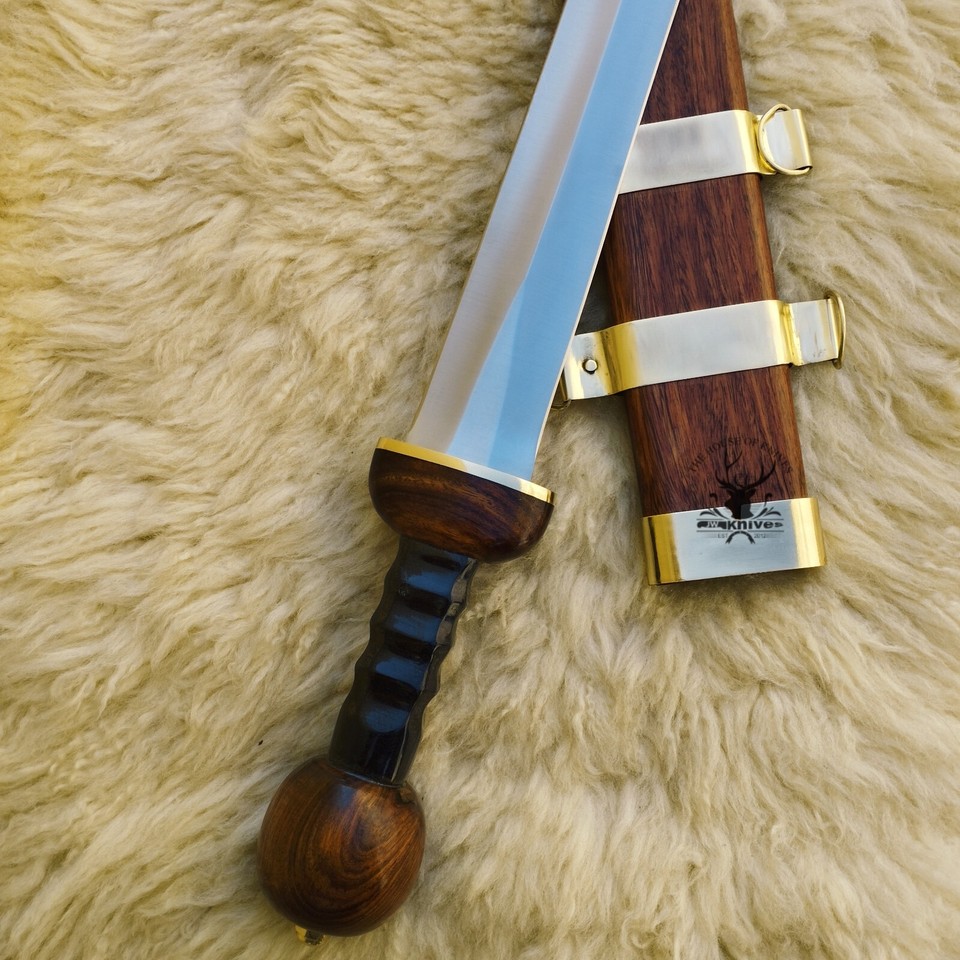 HISTORICAL ROMAN MAINZ GLADIUS SWORD 30" HANDMADE C45 STEEL ROSE WOOD ...