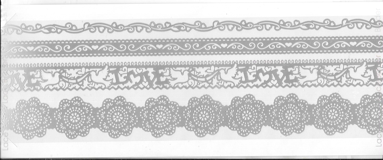 BORDERS Silver Lace Love Wedding Anniversary Valentine Foil Border ...