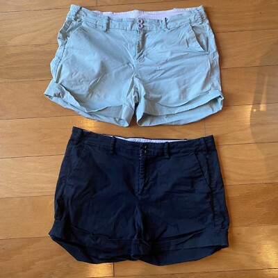 Lot Of 2 Pairs Anthropologie Paper Boy Shorts Black & Teal Cuffed Chino ...