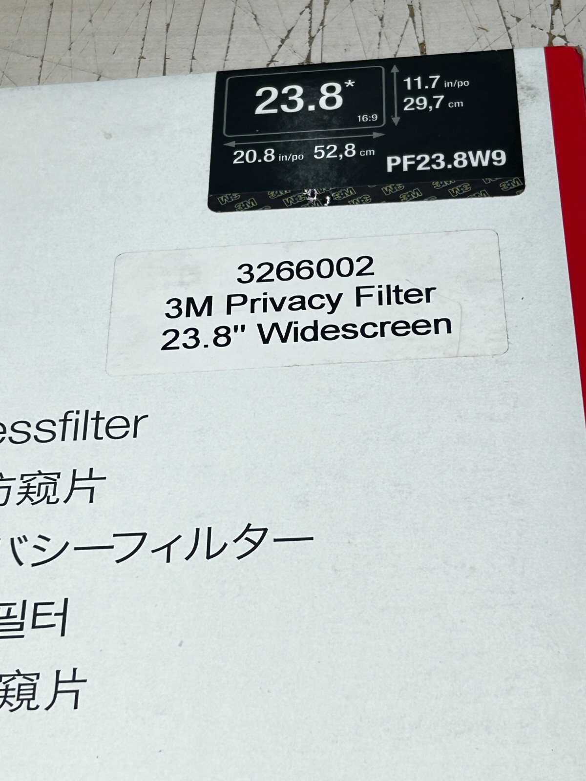 3M UK Pf238w9b Desktop Monitor Privacy Filter Frameless Widescreen ...