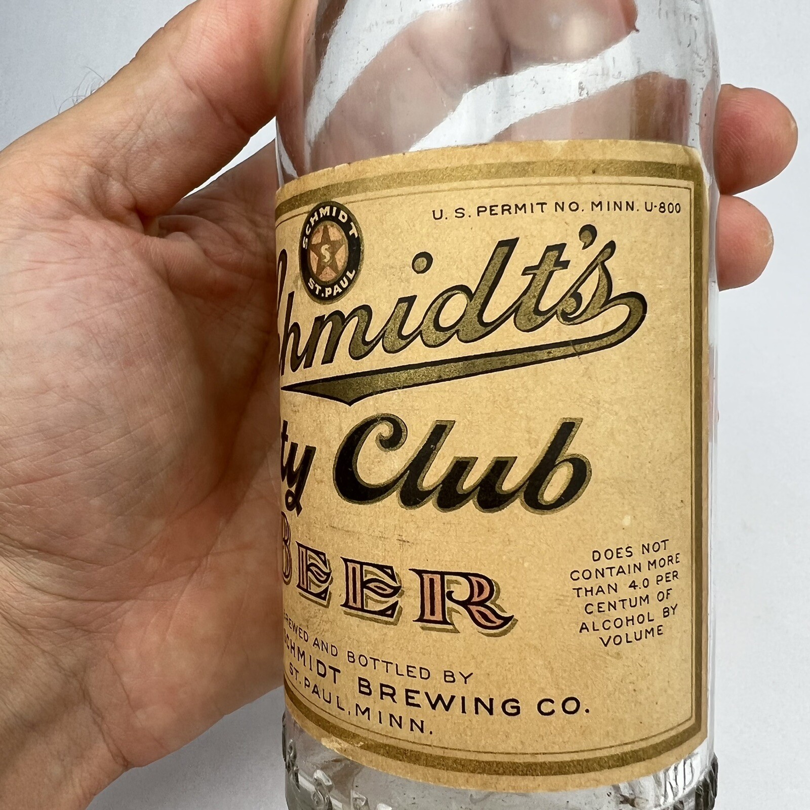 Schmidt's City Club Beer Bottle IRTP Label Jacob Schmidt Brew MISHAWAKA ...