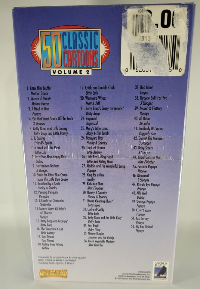 50 Classic Cartoons Vol. 2 - ⭐Brand New⭐ VHS- Rare Anchor Bay Vintage ...