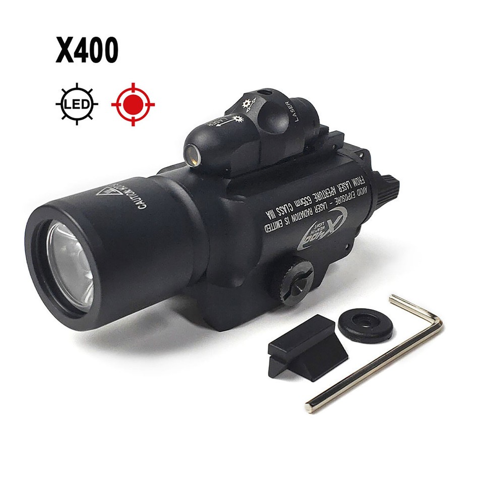 Tactical X400 LED White Light /Red Laser Pistol Flashlight Airsoft ...