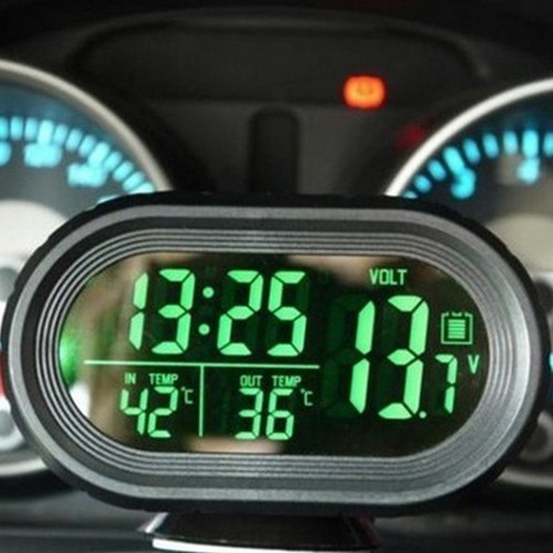 Car Thermometer Digital Clock Dc 12V Automobile Clock Led Lighted Auto ...