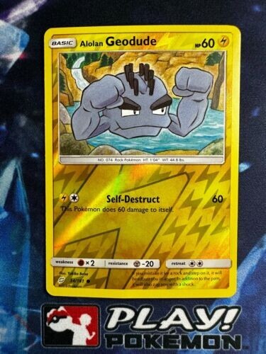 Alolan Geodude 34/181 Reverse Holo Team Up Pokemon TCG Card NM ...