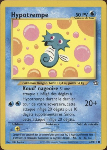 2001 Pokemon FRENCH Unlimited Neo Genesis Hypotrempe-Horsea 62/111 NM ...