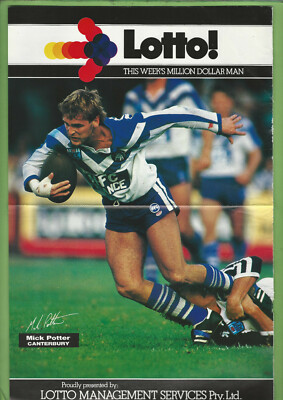 #PP. RUGBY LEAGUE WEEK PINUP - 1986 MICK POTTER, CANTERBURY BULLDOGS | eBay