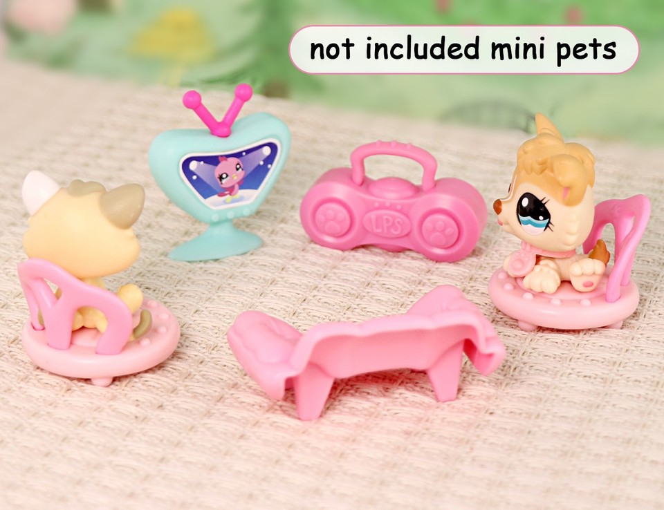 LPS Mini Pet Shop Accessories Cute Mini Pink sofa set Fit LPS Pet Toy ...