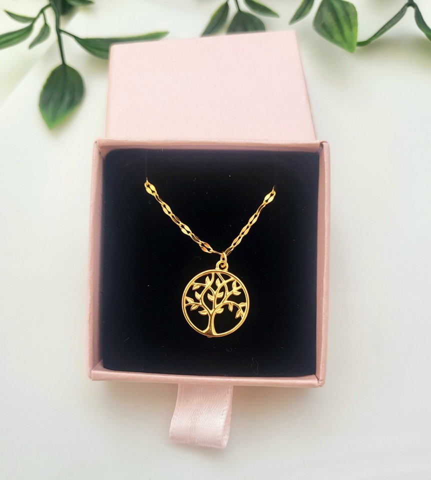 Women's Gold Plated Tree of Life Pendant Necklace Stainless steel ...