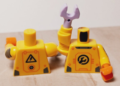 New LEGO Electrician Mechanical Arm Torso Robot Build Orange Mechanic ...