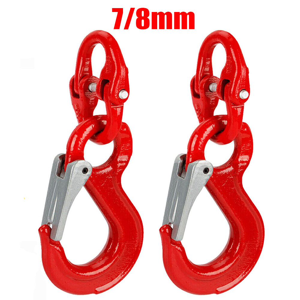 2x 1000-3000KG Hammerlock Eye Sling Hook Safety Chain Caravan Trailer ...