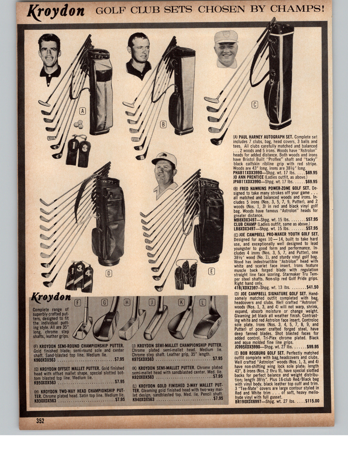 1966 PAPER AD Paul Harney Fred Hawkins Joe Campbell Bob Rosburg Golf ...