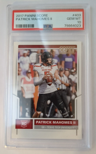 PATRICK MAHOMES 2017 PANINI SCORE #403 RC ROOKIE CARD CHIEFS PSA 10 GEM ...