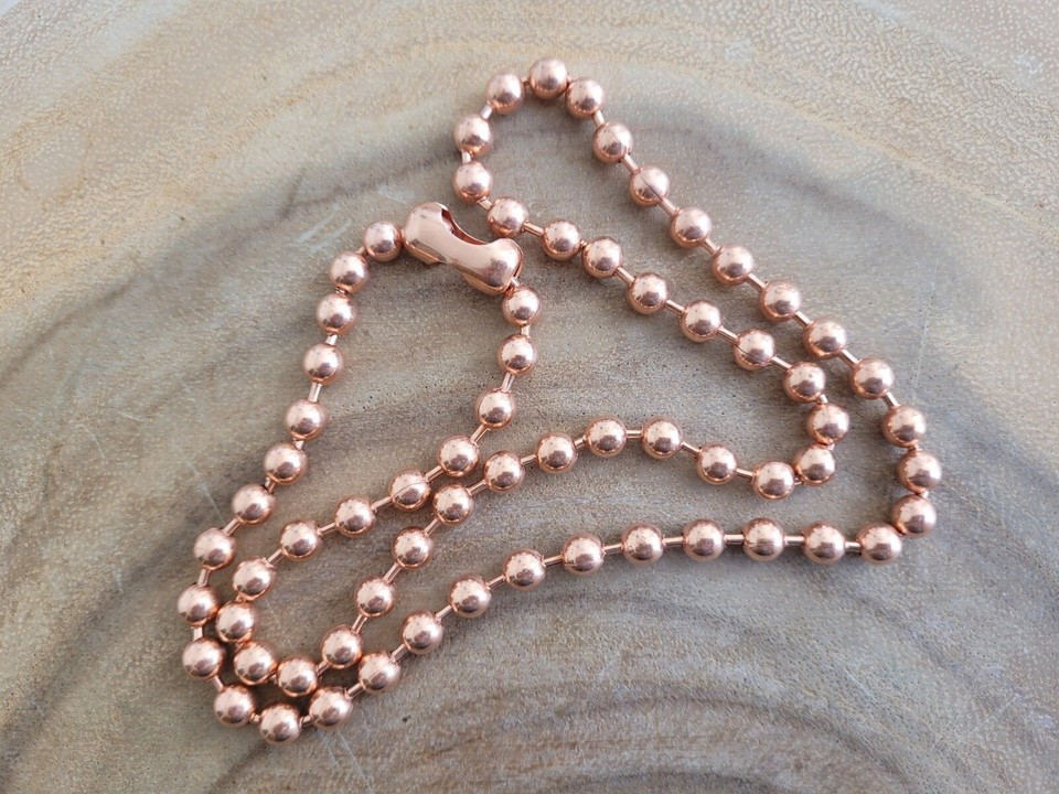 Pure Copper 6mm Ball Chain Necklace Copper Arthritis Pain Relief Biker ...