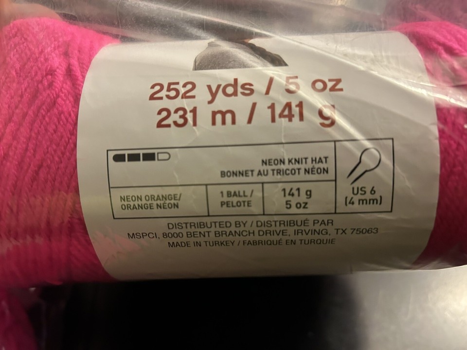 Craftsmart VALUE NEON acrylic Yarn 5 oz. Neon Pink Lot Of 6 | eBay