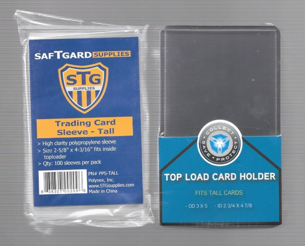 25 TALL TOP LOADS TOPLOADERS PLUS 100 TALL SOFT SLEEVES 3 X 5 FREE ...