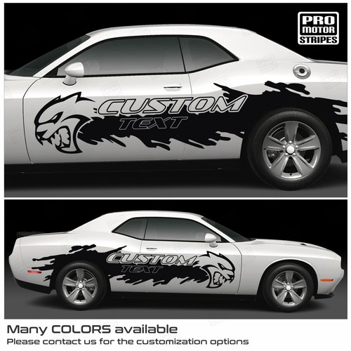 Dodge Challenger 2008-2023 Side Mud Splash Hellcat Stripes Decals ...
