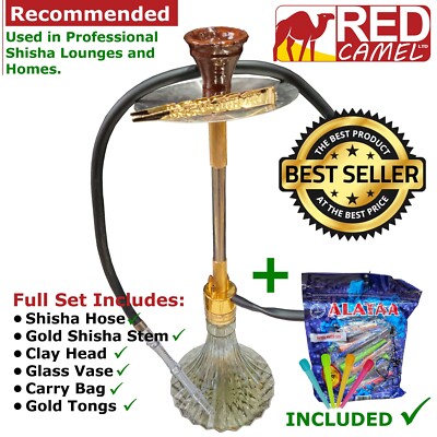 Shisha Pipe | German Hookah Pipe with 3 Outlets | Stainless Steel - Red ...