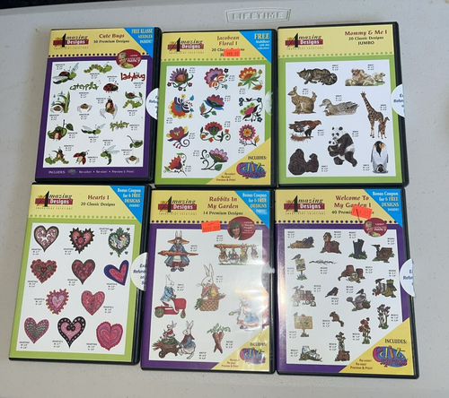 #1 - Lot of 6 Amazing Designs Machine Embroidery Designs CDs Cute | eBay