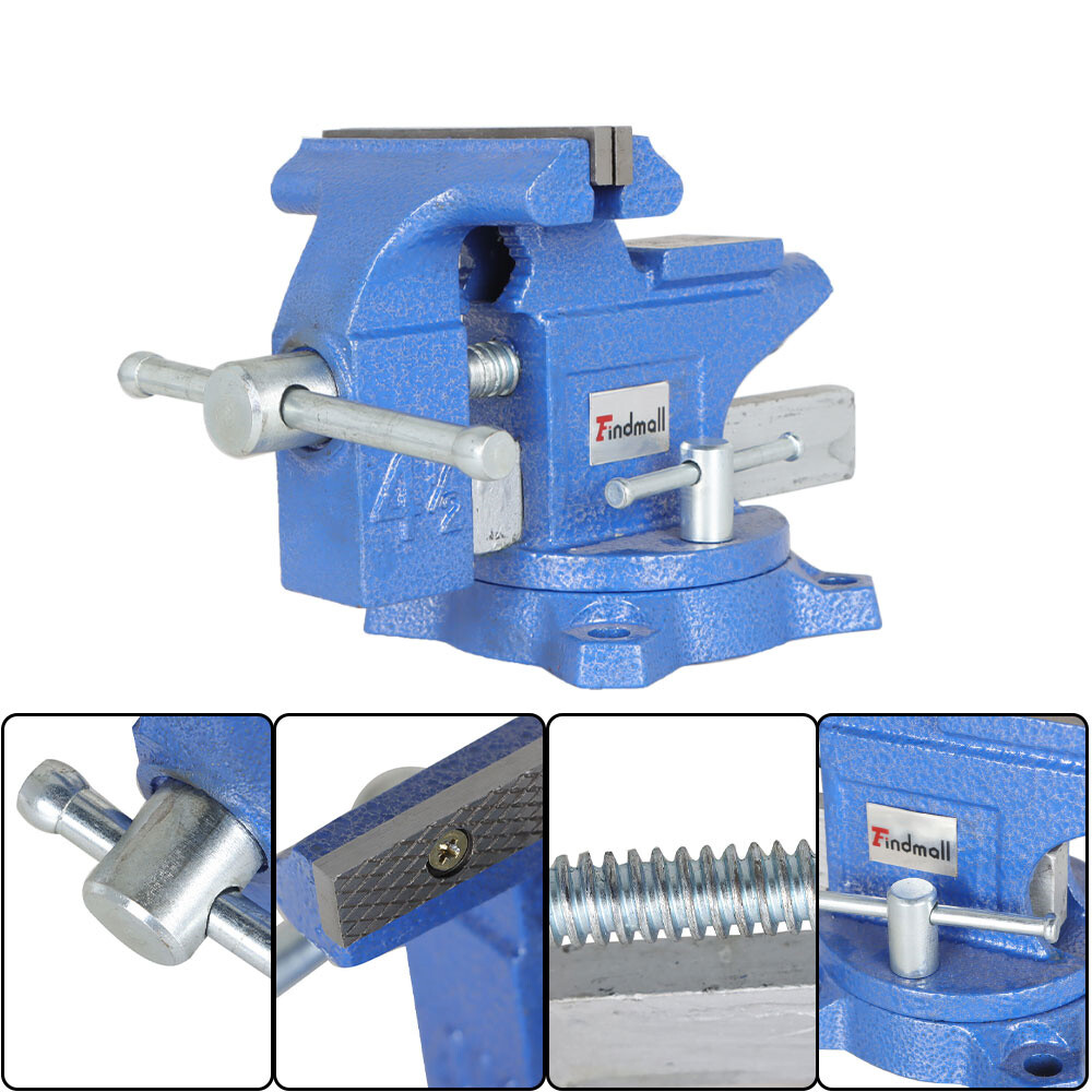 4-1/2" Bench Vise with Anvil Swivel Locking Base Table top Clamp Heavy ...