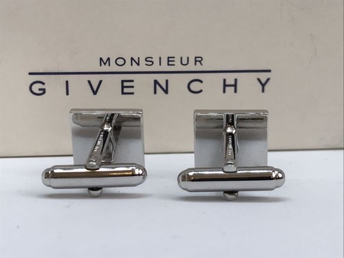 Givenchy Silver Blue Logo Square Cufflinks | eBay