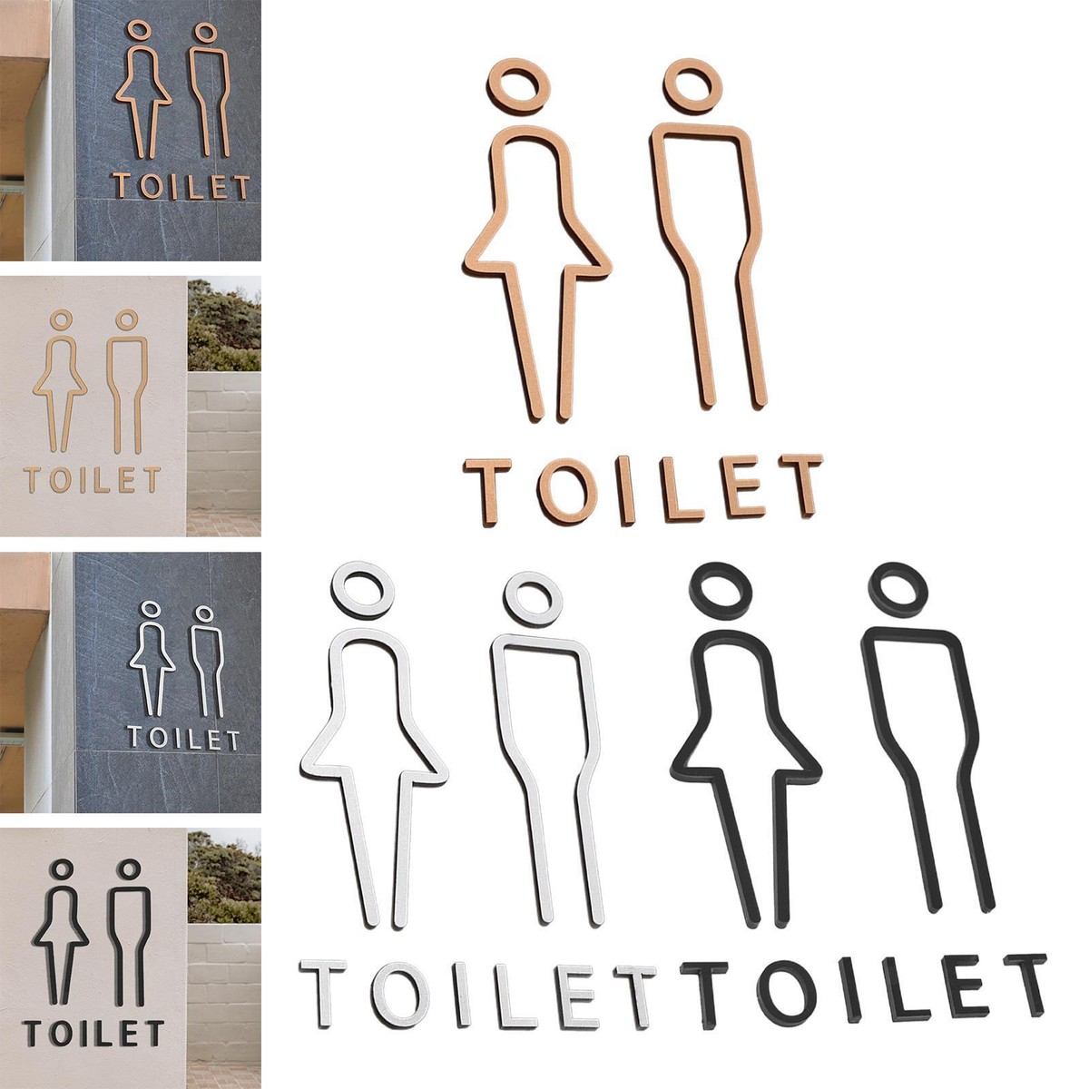 Toilet Icon Design MOHEIM Restroom Sign, Black, 2 Pieces