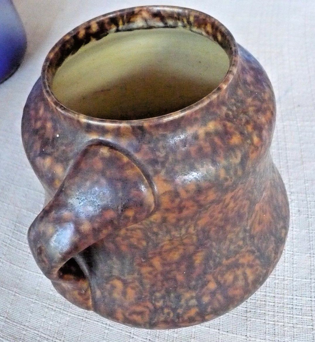 ANTIQUE BRETBY ART NOUVEAU POTTERY VASE TORTOISESHELL EFFECT GLAZE h.6 ...