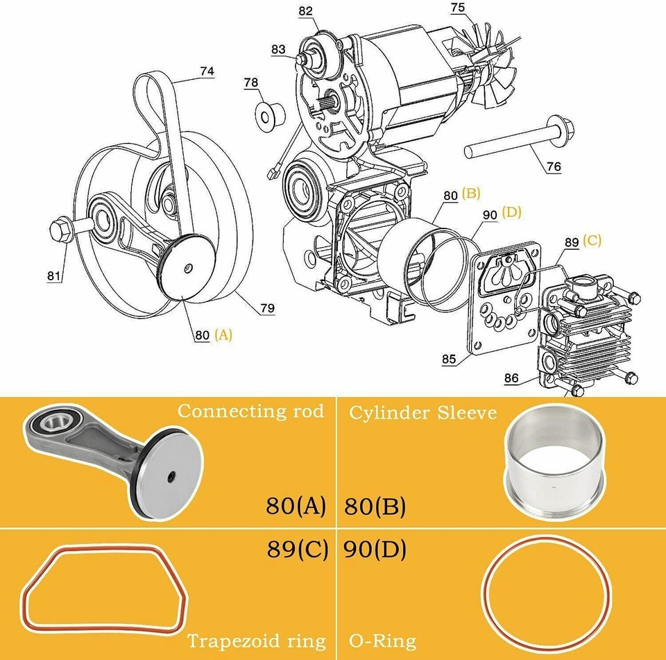 N038785 Air Compressor Piston Rod Kit For Dewalt Black&Decker Bostitch ...