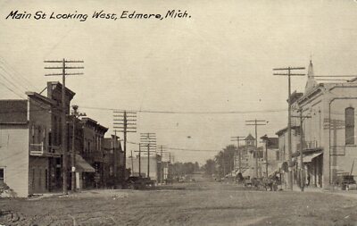 Series 98 Main Street Looking West Horse and Buggy Edmore Michigan MI ...