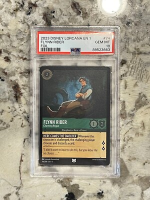 Lorcana First Chapter Flynn Rider #74 Charming Rogue COLD FOIL PSA 10 ...