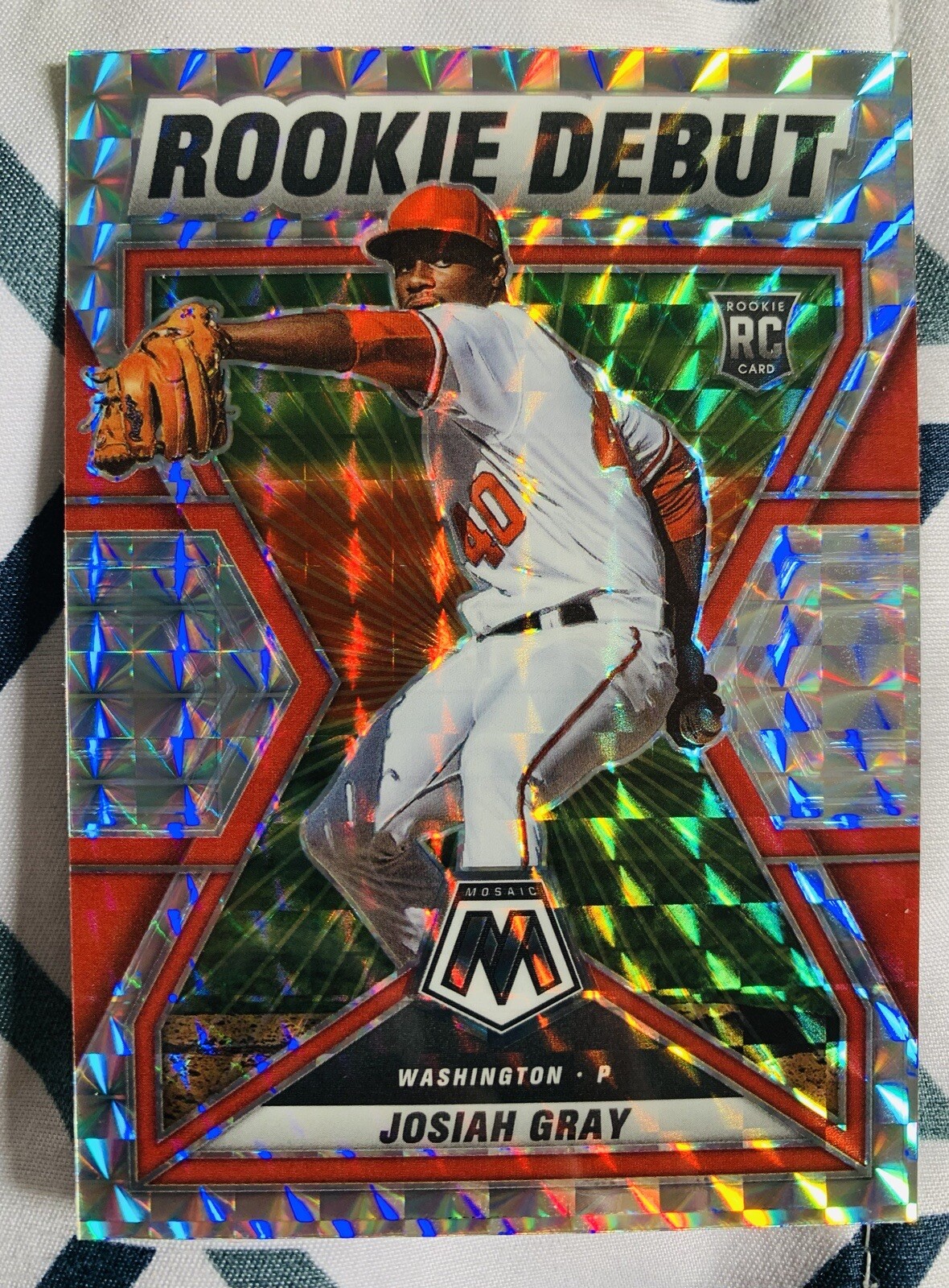 2022 Panini Mosaic Josiah Gray Silver Mosaic Refractor Rookie Debut ...