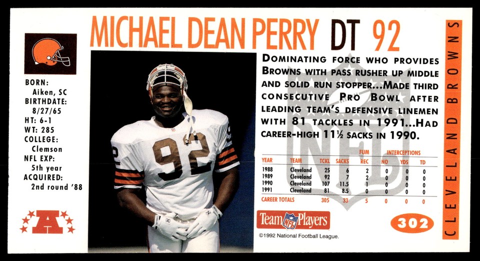 1992 GameDay #302 Michael Dean Perry Near Mint or Better | eBay