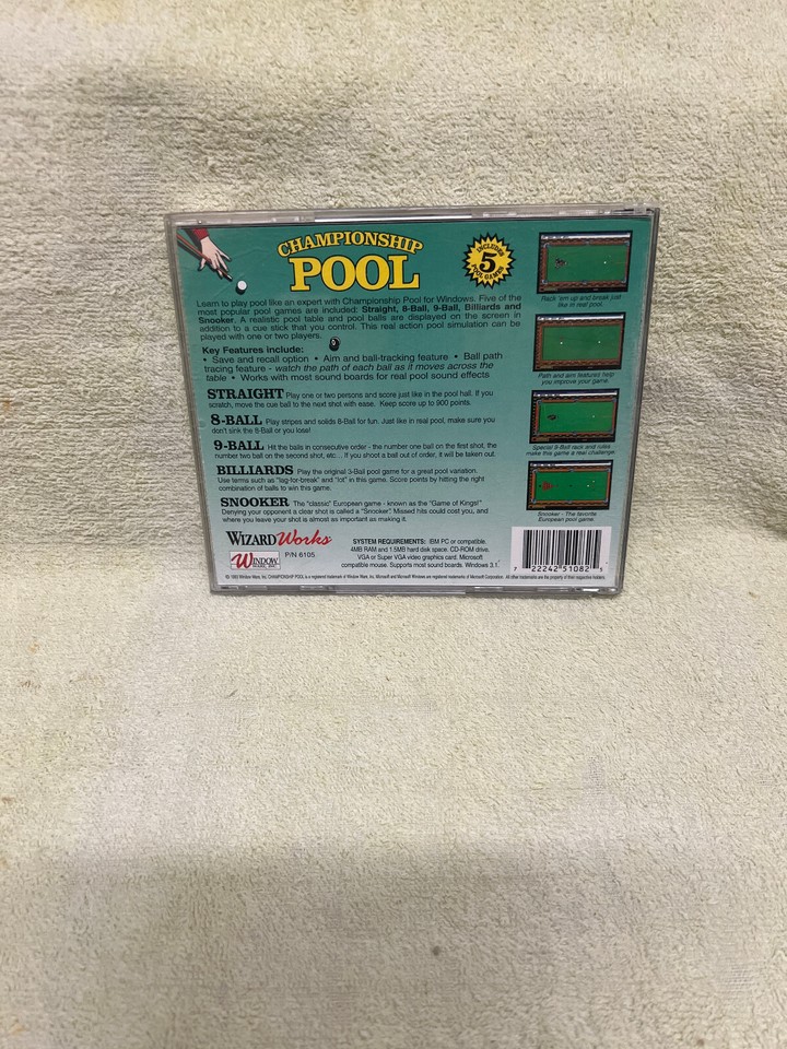 Championship Pool for Windows PC CD-ROM Includes 5 Pool Games | eBay