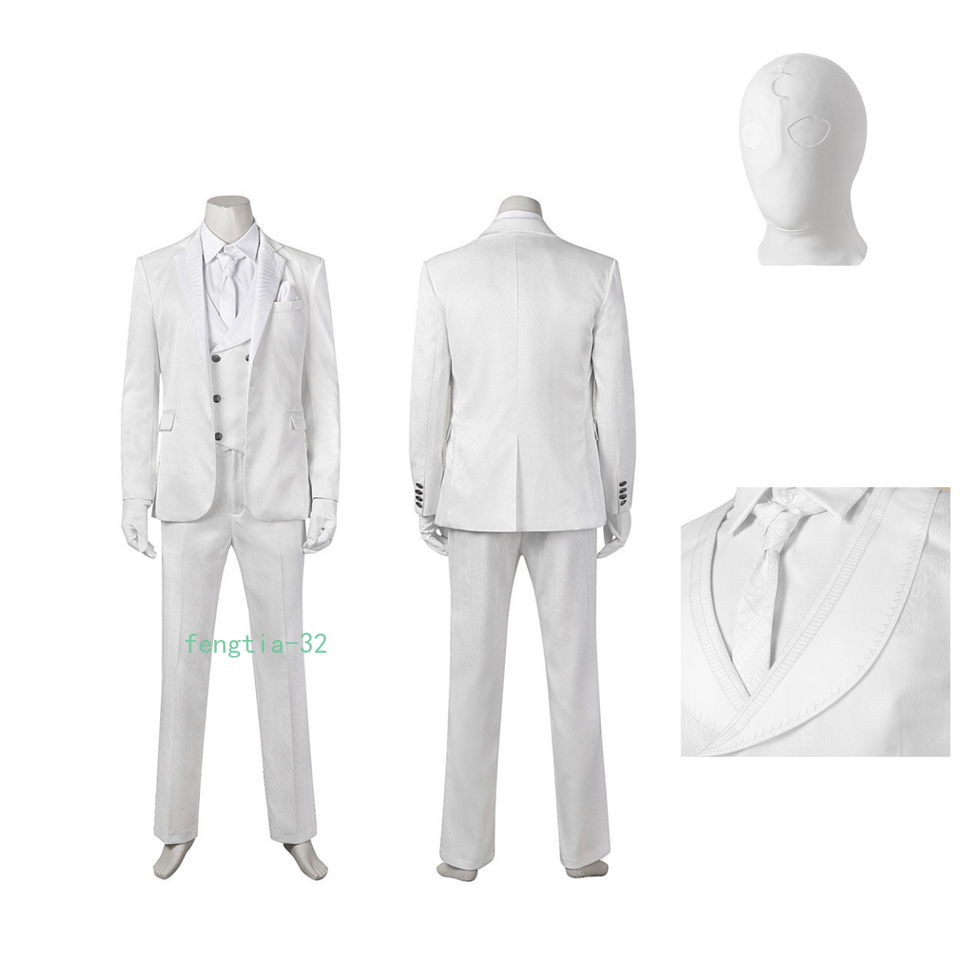 Cosplay Moon Knight Werewolf By Night Uniform Suit White Mask Costume ...
