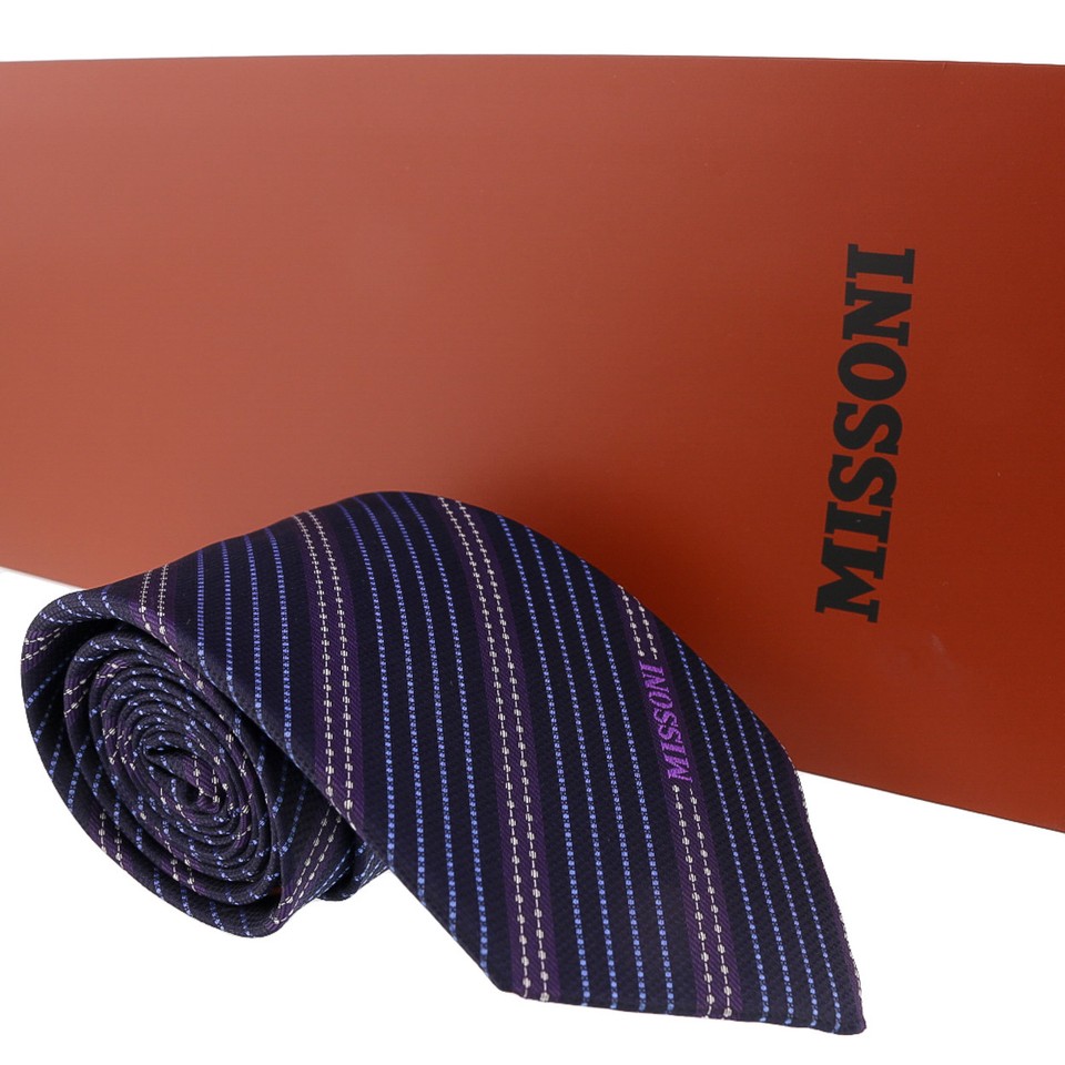 Missoni Multi Stripe Blue/Purple Woven 100% Silk Tie | eBay