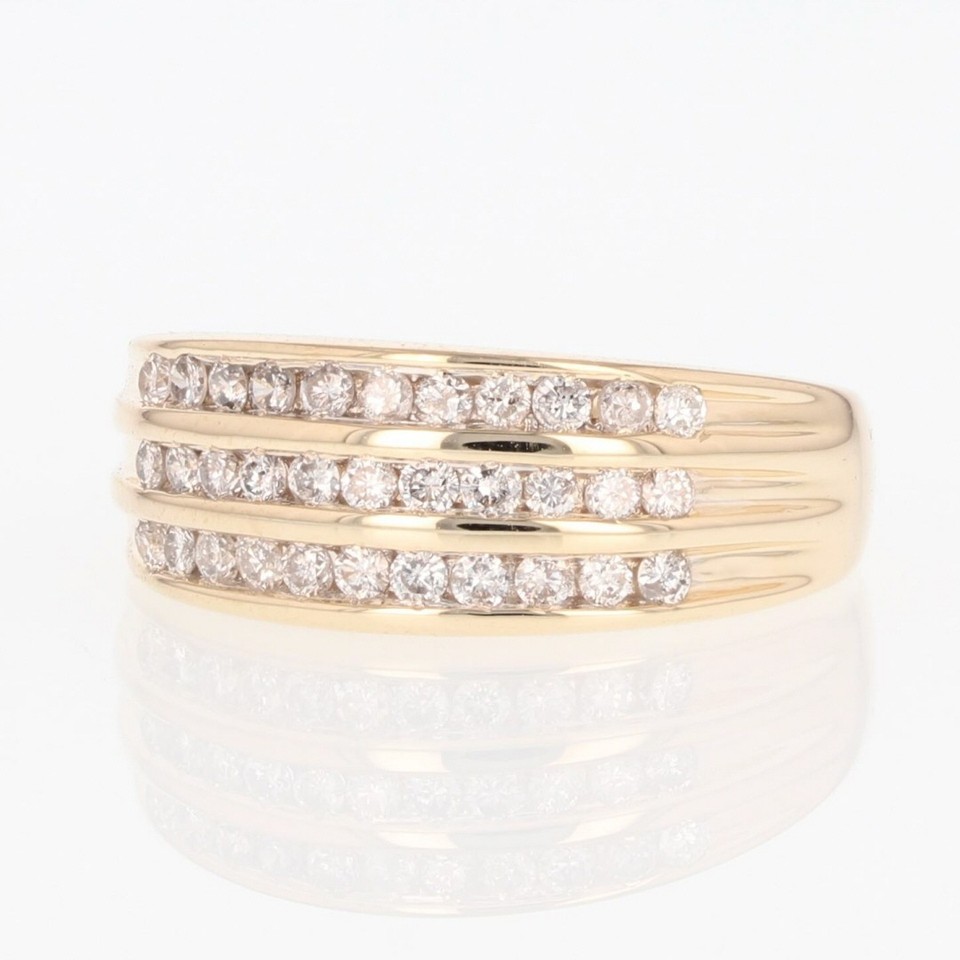 .42ctw Round Cut Diamond 3-Row Channel-Set Band Ring 14k Yellow Gold ...