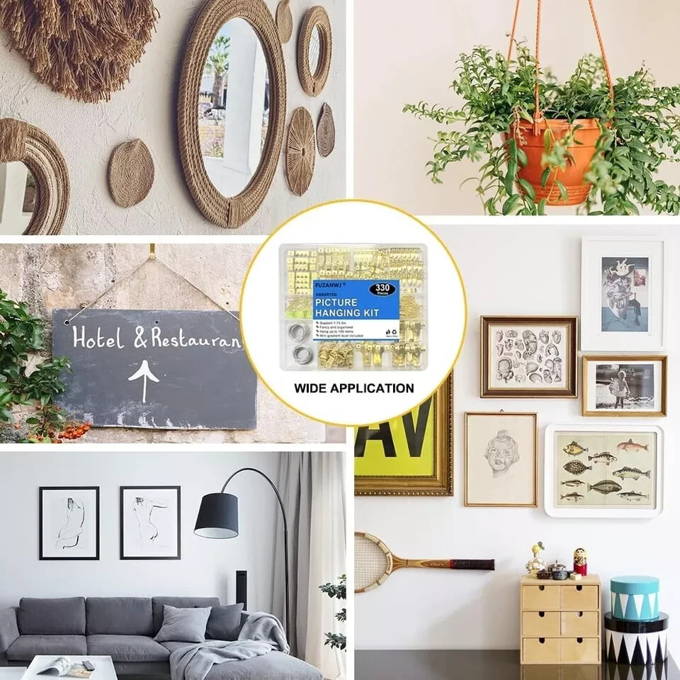 330Pcs Picture Hangers, Picture Hanging Kit, Picture Hanging Hooks ...