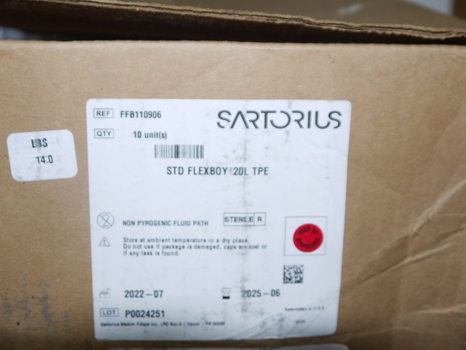 Sartorius FFB110906 Flexboy 2D Bag Tri-Clamp MPC 20 L Exp 2025-06 10 ...