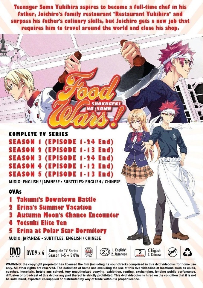 Anime DVD Food Wars! Shokugeki no Soma Seasons 1–5 + OVAs English ...