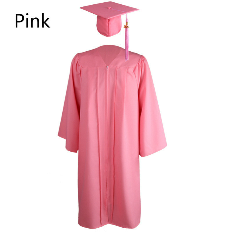 Men University Academic Graduation Gown Bachelors Dress Cap Hat Matte ...