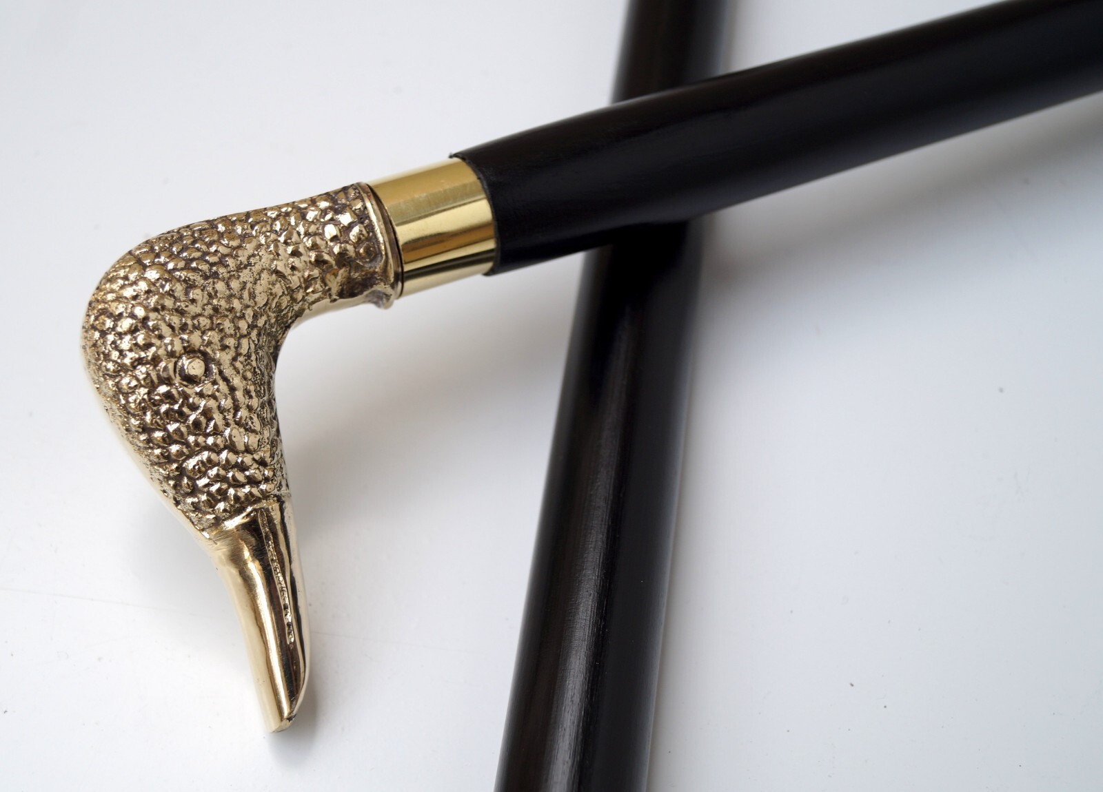 Duck Walking Stick Cane Solid Brass Head Black Wooden… - Gem