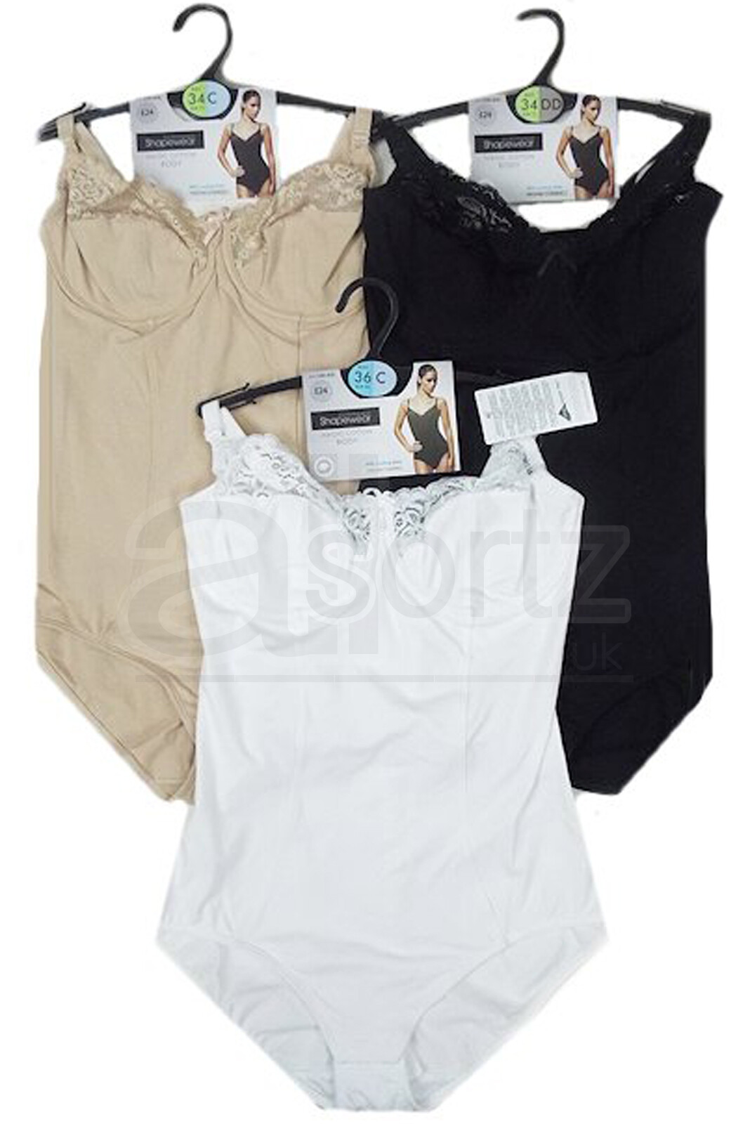 Ladies BHS Shapewear Magic Cotton Bodysuit Underwired Bra Cup Sizes ...