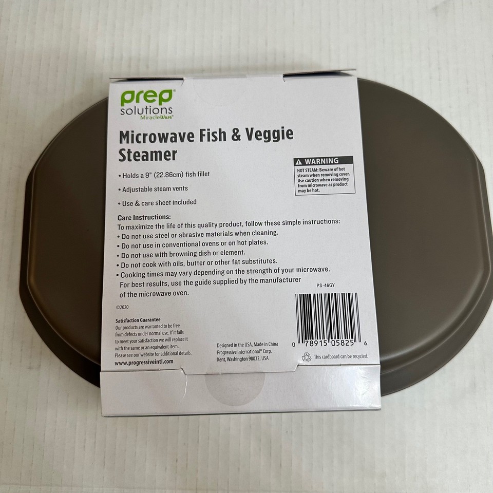 Progressive Prep Solutions Microwave Fish & Veggie Steamer Adjustable ...