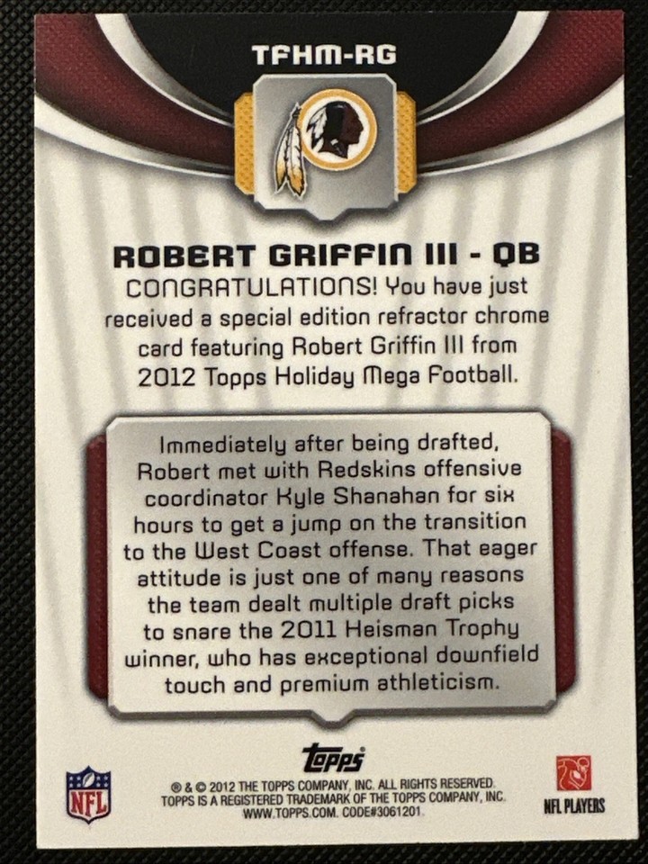 2012 Topps - Holiday Mega Box Refractor Robert Griffin III #TFHM-RG | eBay