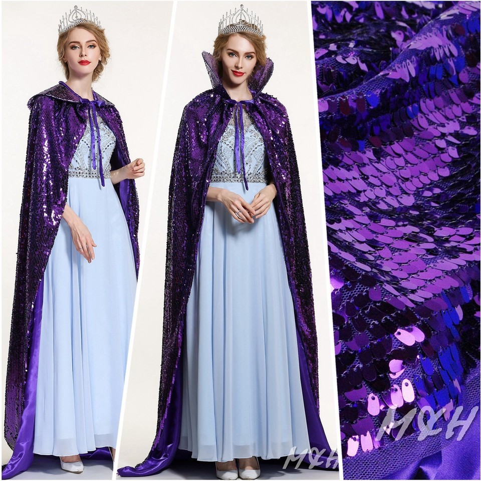 Bridal Long Cloak 180cm Paillette Satin Cape Women Robe Pageant Party ...