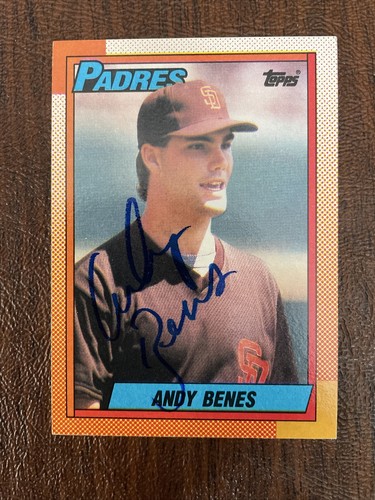 ANDY BENES 1990 TOPPS AUTOGRAPHED SIGNED AUTO BASEBALL CARD 193 PADRES ...
