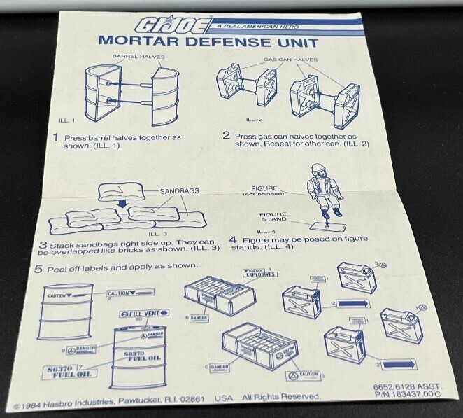 1984 Vintage Hasbro GI Joe Blueprints Mortar Defense Unit | eBay